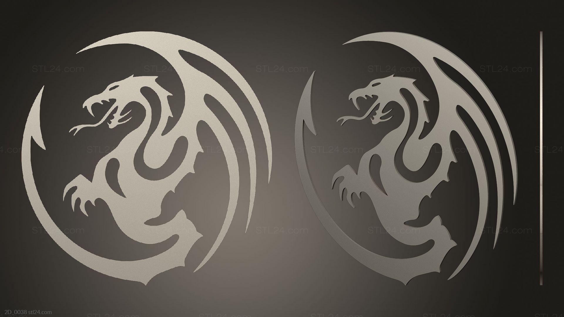 2D - Dragon 2d, 2D_0038. 3D stl model for CNC